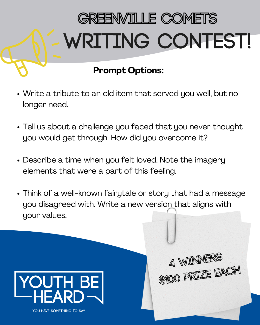 Greenville, IL Comets Writing Contest - Youth Be Heard